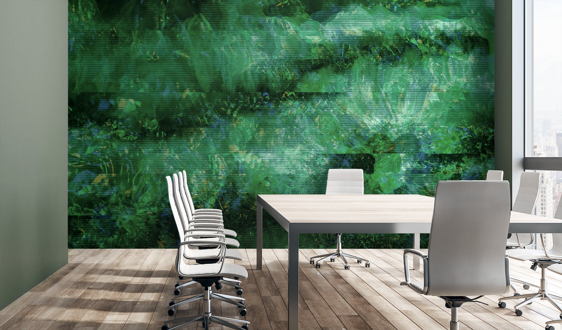 Calcite Fragment in Verdant Made to Measure Mural – Black Crow Studios