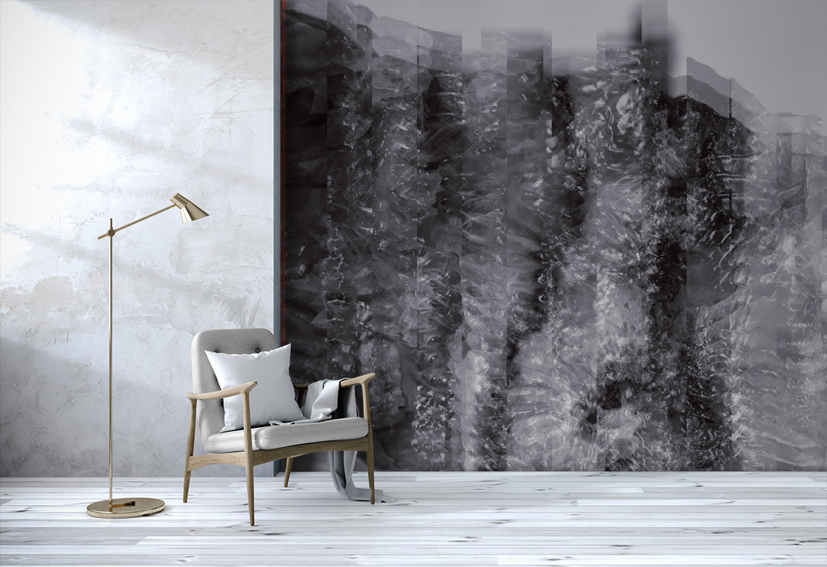 Calcite Glitch in Noir Made to Measure Mural – Black Crow Studios