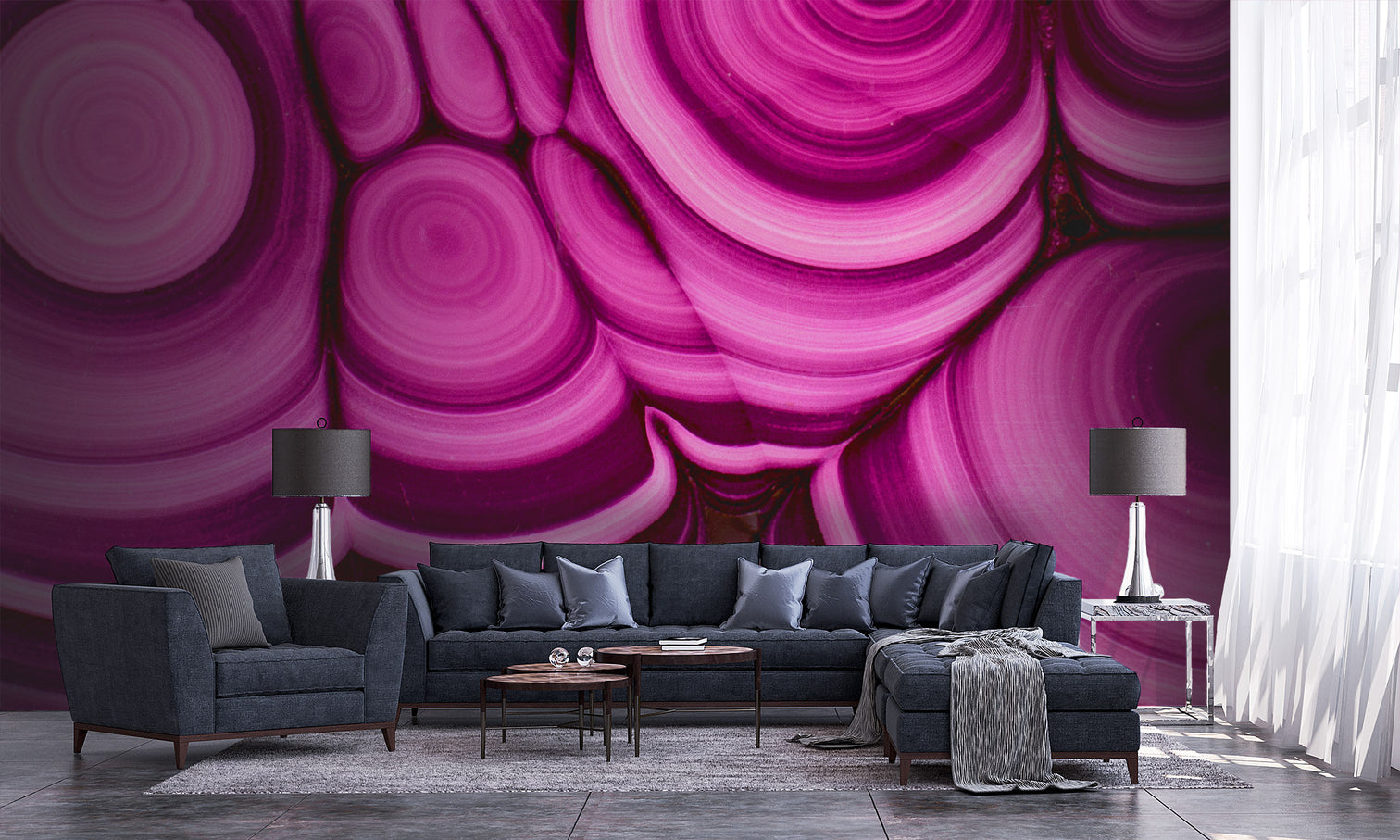 Malachite in Electric Pink Made to Measure Mural – Black Crow Studios