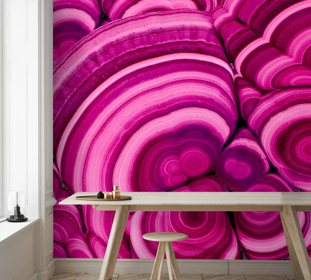 Malachite in Electric Pink Made to Measure Mural – Black Crow Studios