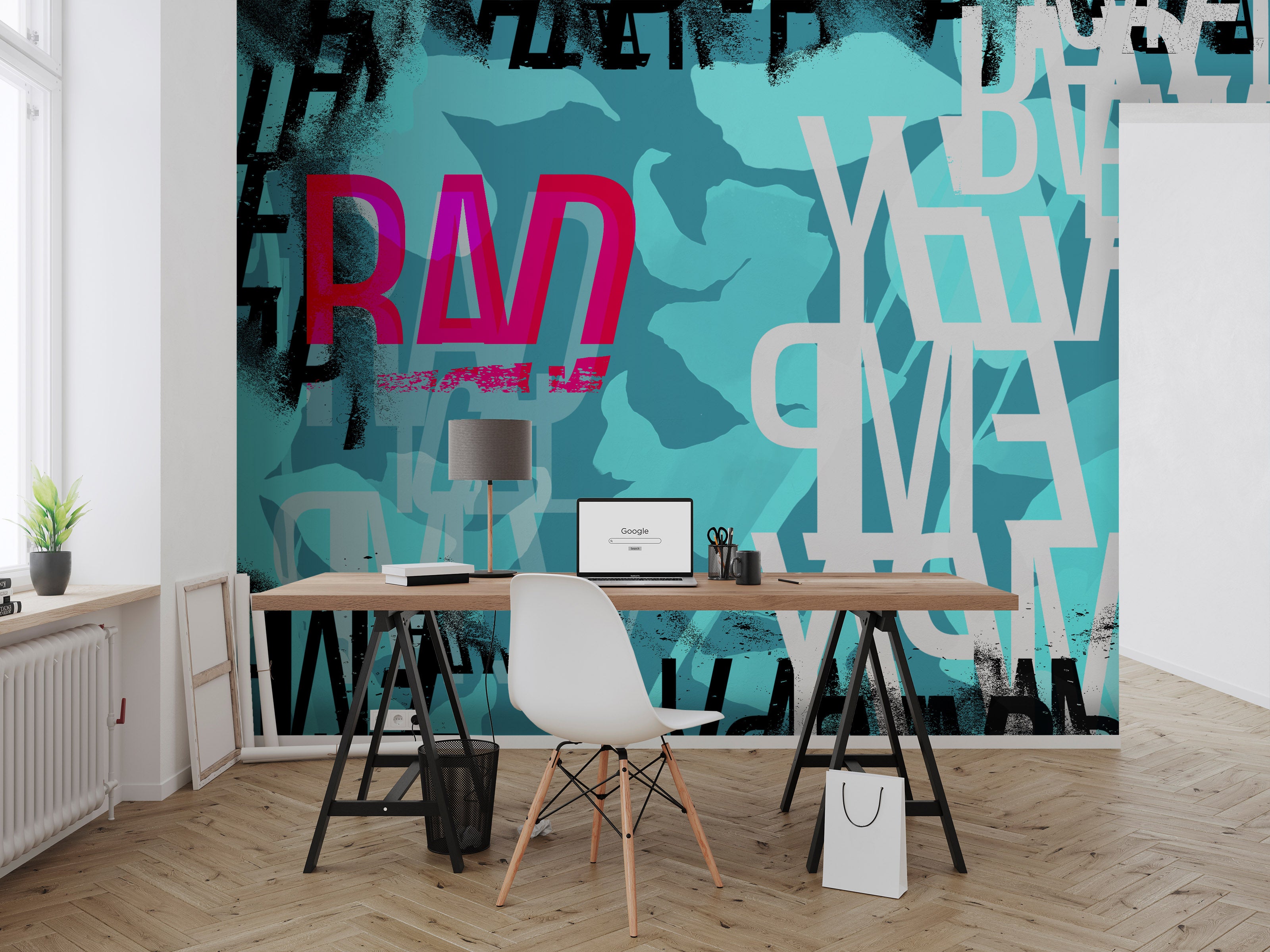 Radical Empathy in Cyan - Wallpaper Mural - Quick Ship Mural – Black ...
