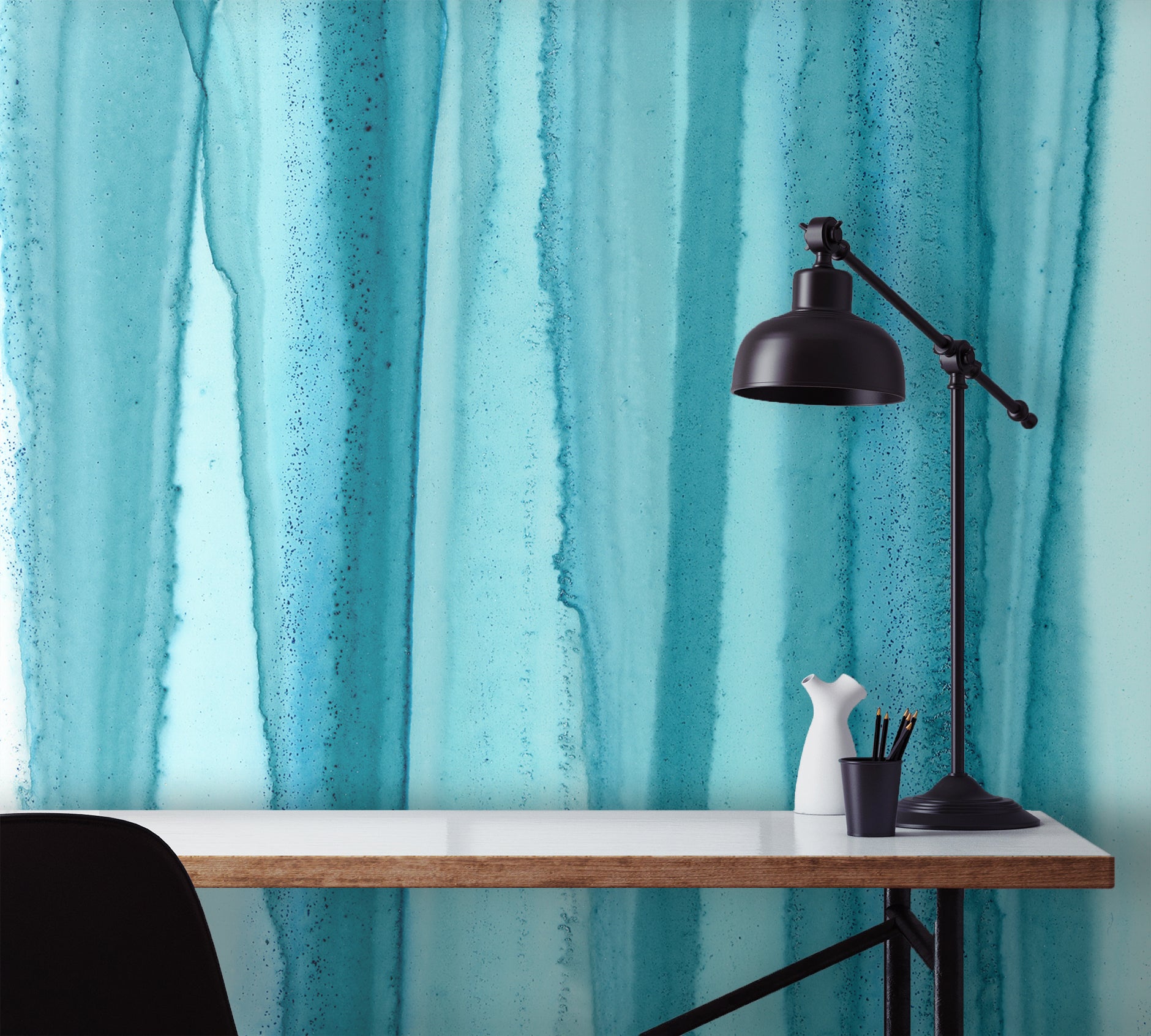 Teal Drips Made to Measure Mural – Black Crow Studios