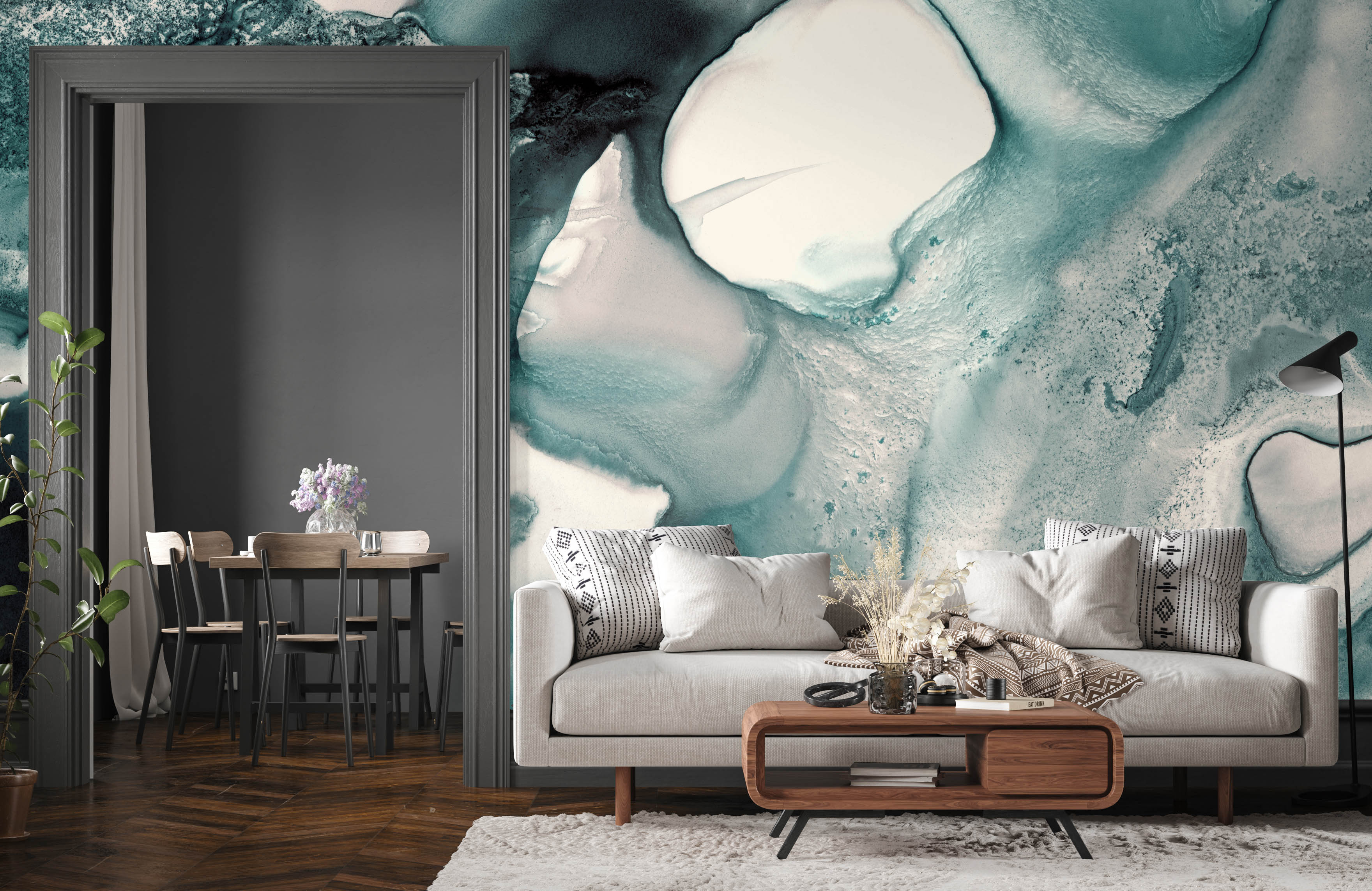 Teal Wake - Quick Ship Mural – Black Crow Studios